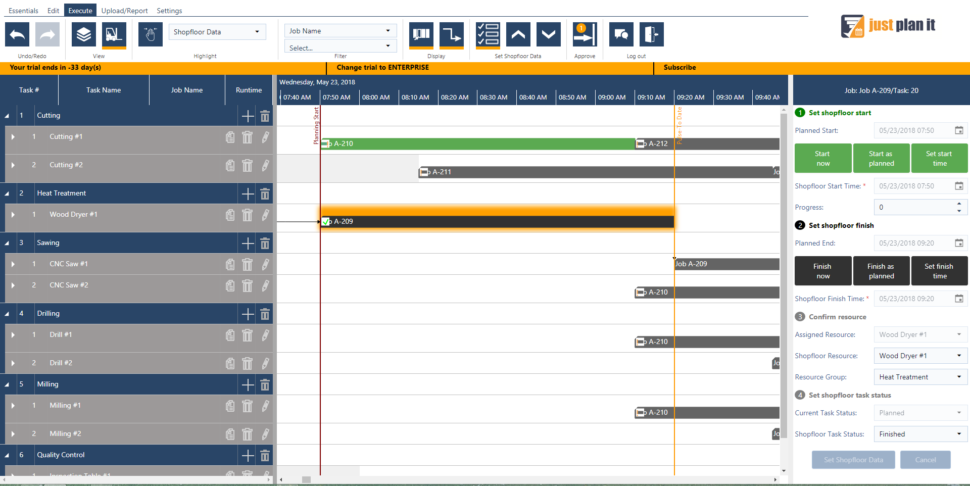 Execute Mode: Job shop scheduling meets manufacturing execution